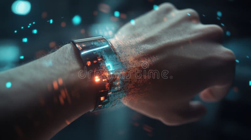 Futuristic Wearable Technology Displaying Digital Data Stock Photo ...