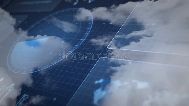 Futuristic Weather Forecasting Animation with Clouds and Digital ...