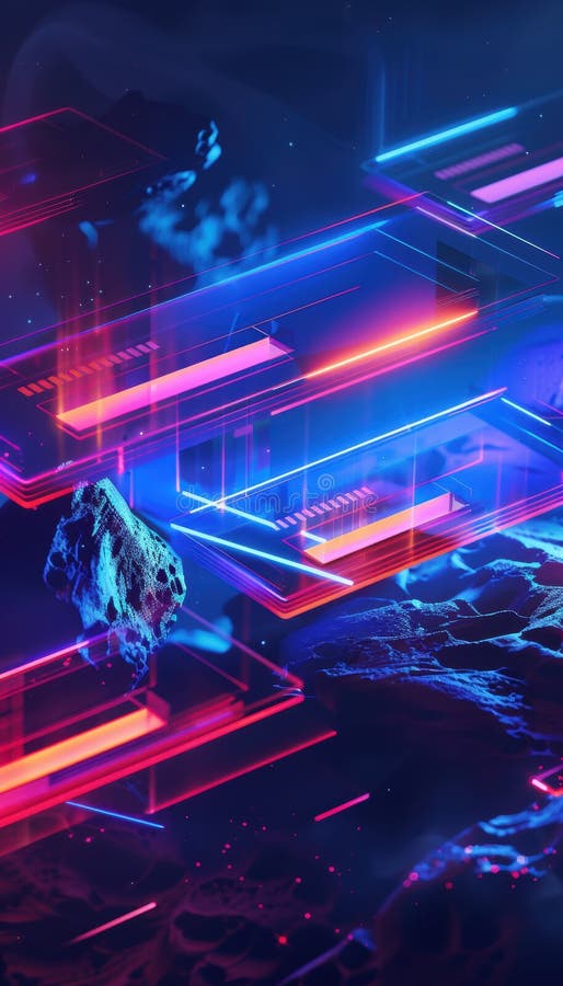 Futuristic Web Design Concept with Glowing Progress Bars on 3D Panels ...