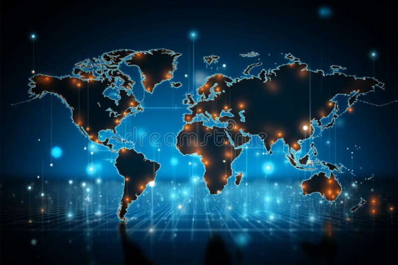 Futuristic Website Background Featuring a Modern, Connected World Map ...