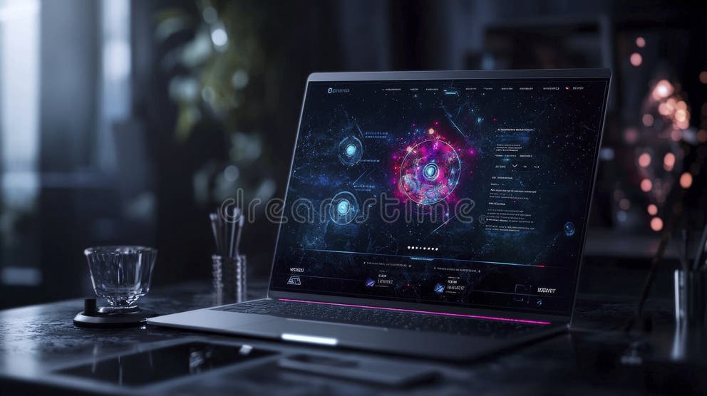 Futuristic Website Interface Mockup Digital Workspace Graphic Design ...