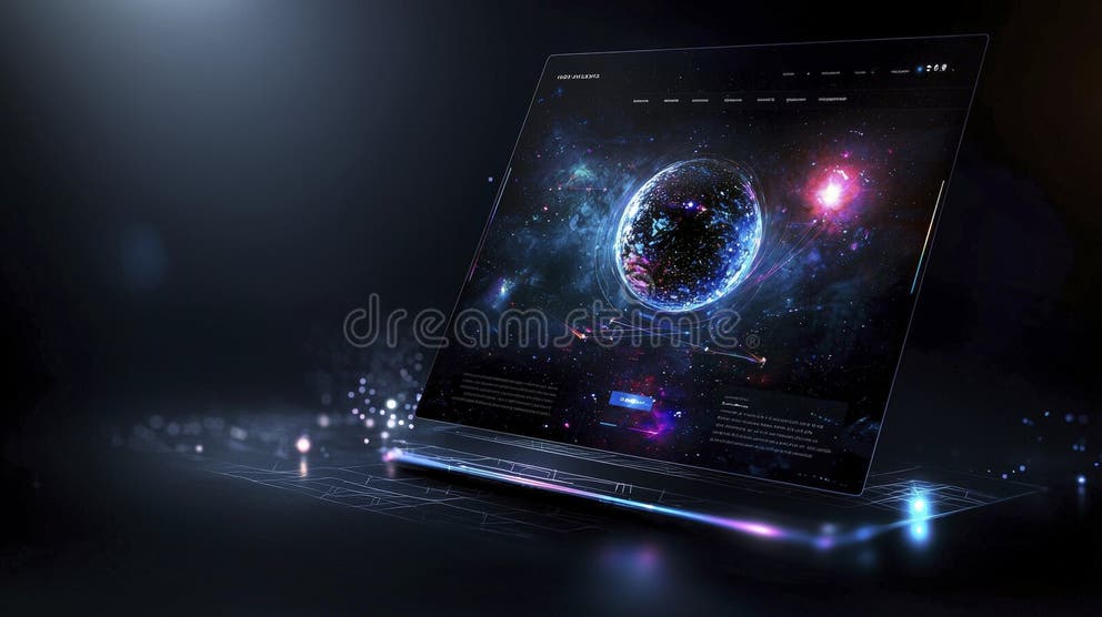 Futuristic Website Interface Mockup Featuring Cosmic Elements Digital ...