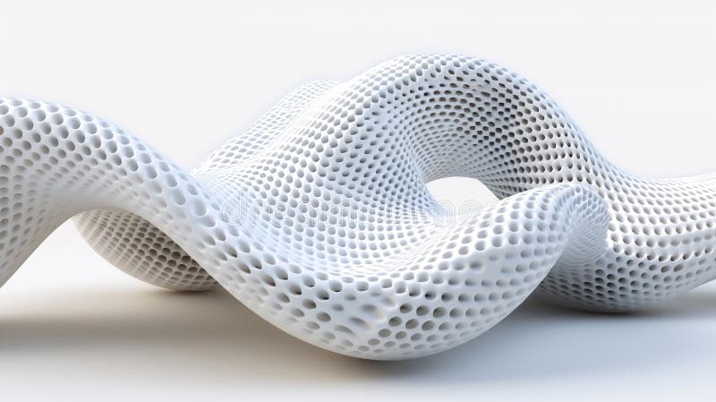Futuristic White Abstract Mesh with Smooth Curves on Clean Background ...