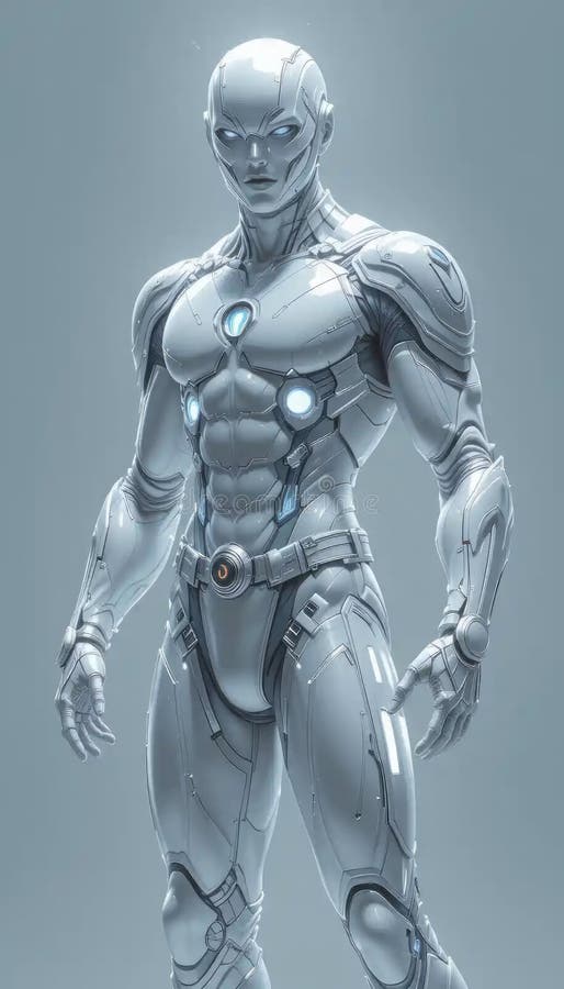 Futuristic White Android Robot, Sleek Design, Advanced Technology ...