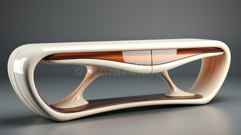 Futuristic White and Brown Console Table with Organic Architecture ...