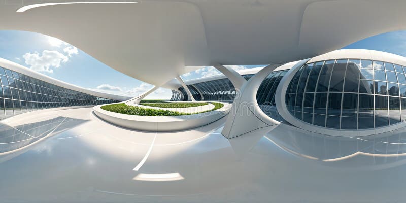 Futuristic White Building Interior. 360 Degrees Seamless Spherical ...
