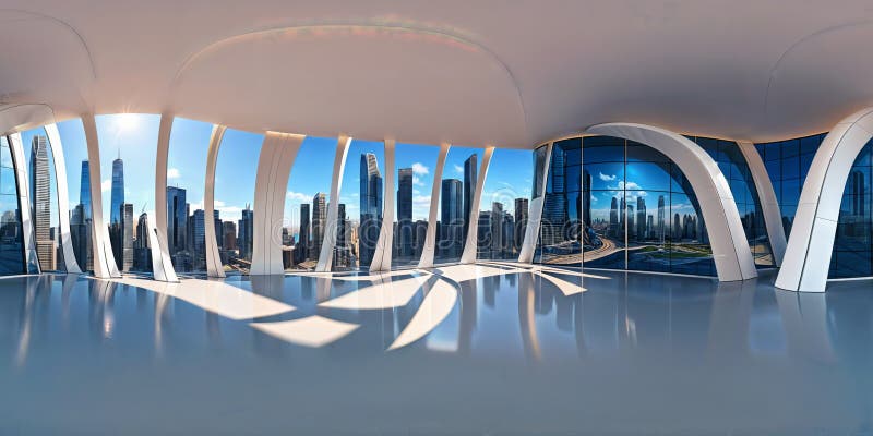Futuristic White Building Interior. 360 Degrees Seamless Spherical ...