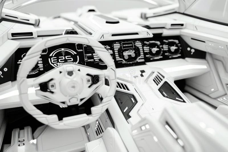 Futuristic Car Interior Advanced Digital Dashboard Displays Stock ...