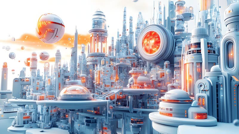 Futuristic AI Cityscape stock image. Image of industrial - 369464273