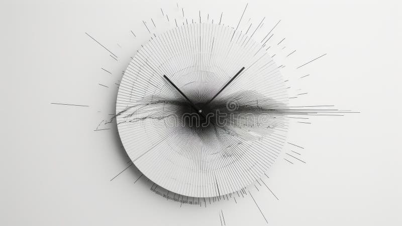 Futuristic White Clock with Dynamic Radial Spikes Stock Image - Image ...