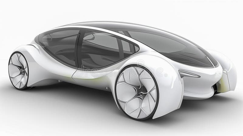 Futuristic White Concept Car with Sleek Aerodynamic Design Stock ...