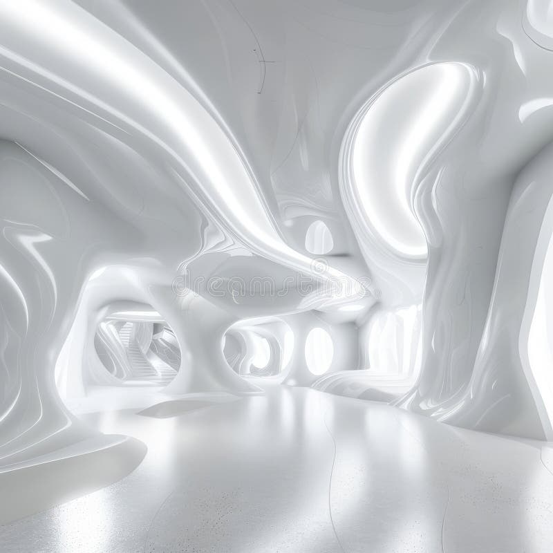 The Futuristic White Corridor Features Fluidity in Its Architectural ...