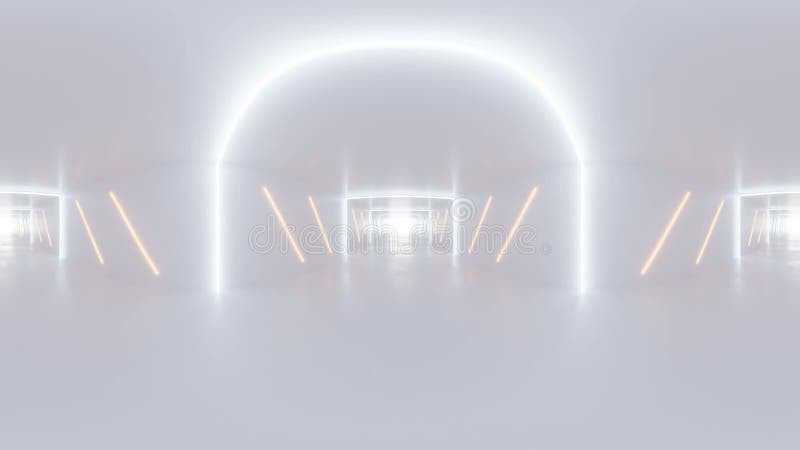Futuristic White Corridor with Glowing Arches Looping 360 Degree ...