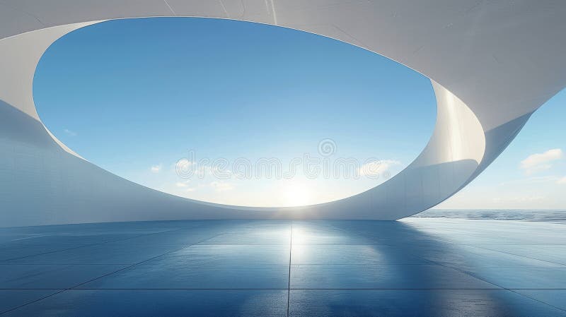 Futuristic White Curved Architecture with Concrete and Abstract ...