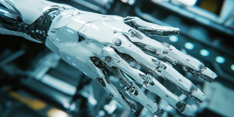 A Futuristic White Cybernetic Hand with Sleek Design for Advanced ...