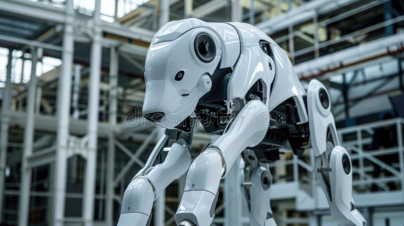 Advanced Lab Robot Dog in Futuristic Industrial Environment Stock ...