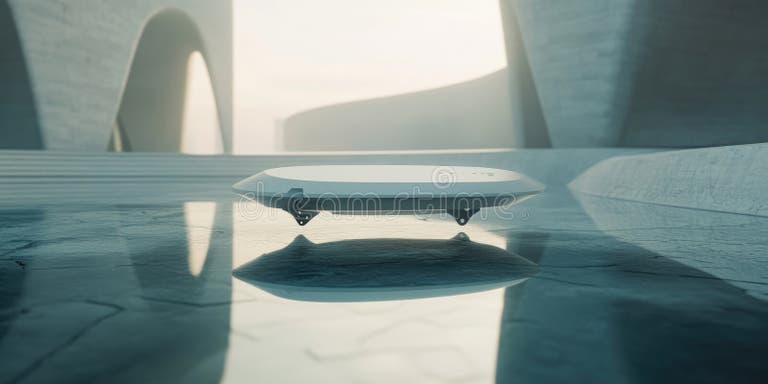 Futuristic White Hoverboard Floating Above the Ground for Innovative ...