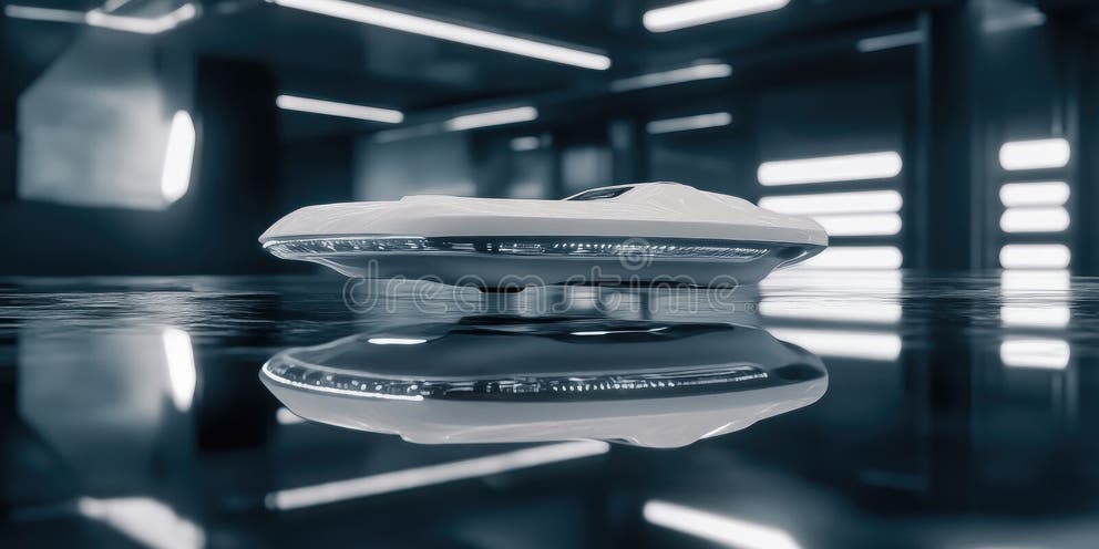 Futuristic White Hoverboard Floating Above the Ground for Innovative ...