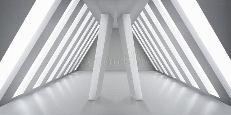 Futuristic White Interior with Rectangular Columns Stock Vector ...