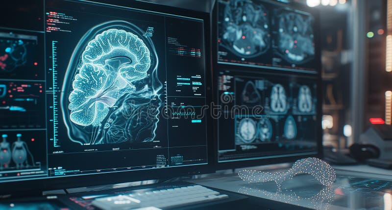 Futuristic White Lab Examines Organs Online, High-tech Research Stock ...