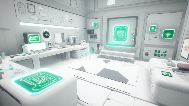 Futuristic White Lab Interior Stock Illustration - Illustration of ...