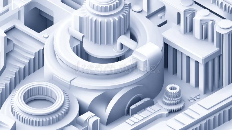 Futuristic White Mechanical Structure with Intricate Geometric Patterns ...