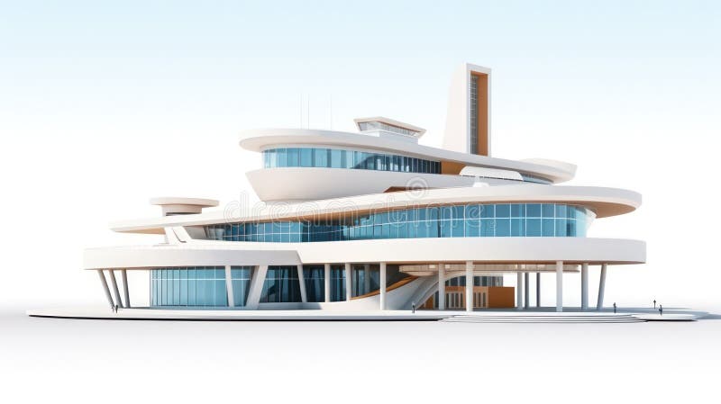 Futuristic White Modern Building with Glass Front Created with ...