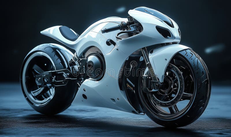 Futuristic White Motorcycle Sleek Design Advanced Features Stock Photos ...
