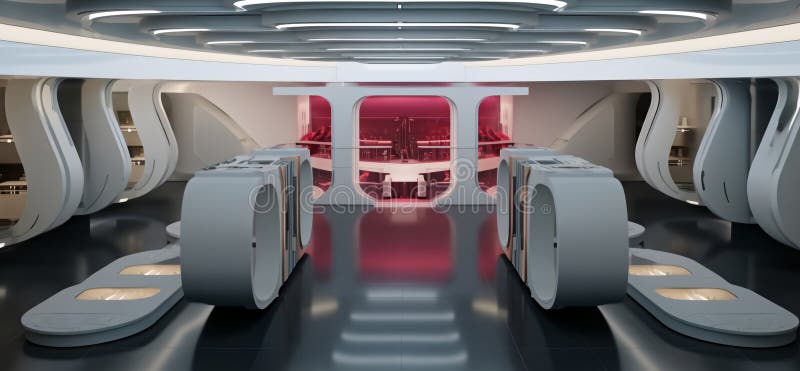 Futuristic White and Pink Corridor Hall with Modern Technology, AI ...