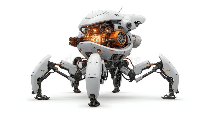 White Humanoid-Spider Hybrid Robot with Orange Visor - Generative AI ...