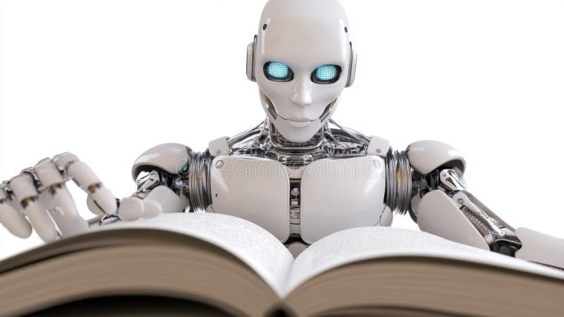 Robot Reading a Book stock illustration. Illustration of future - 366547855