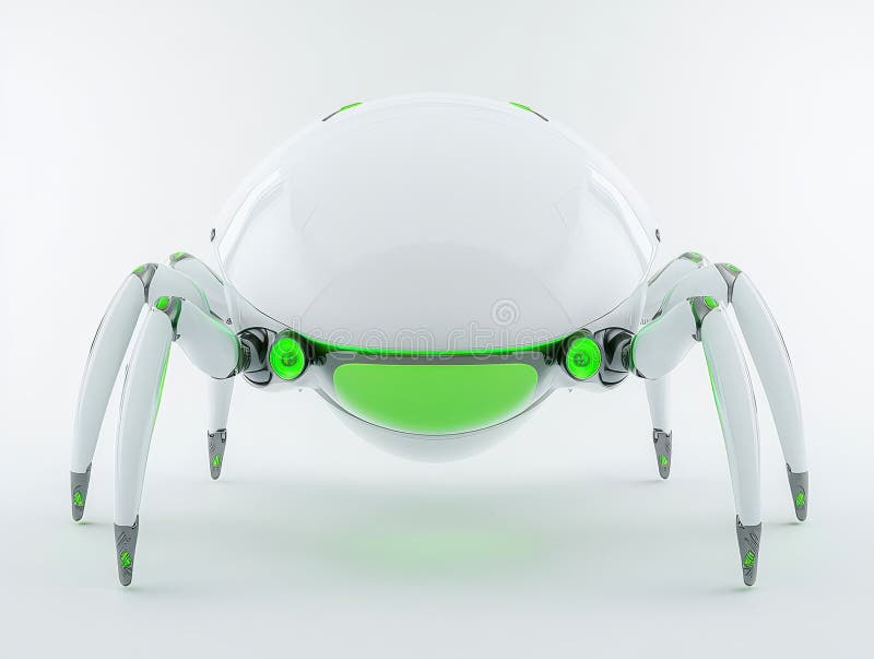 Futuristic White Robot with Green Head, Advanced Ai and Automation ...