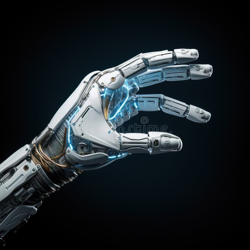 Futuristic, White Robot Hand, Generative Ai Stock Illustration ...