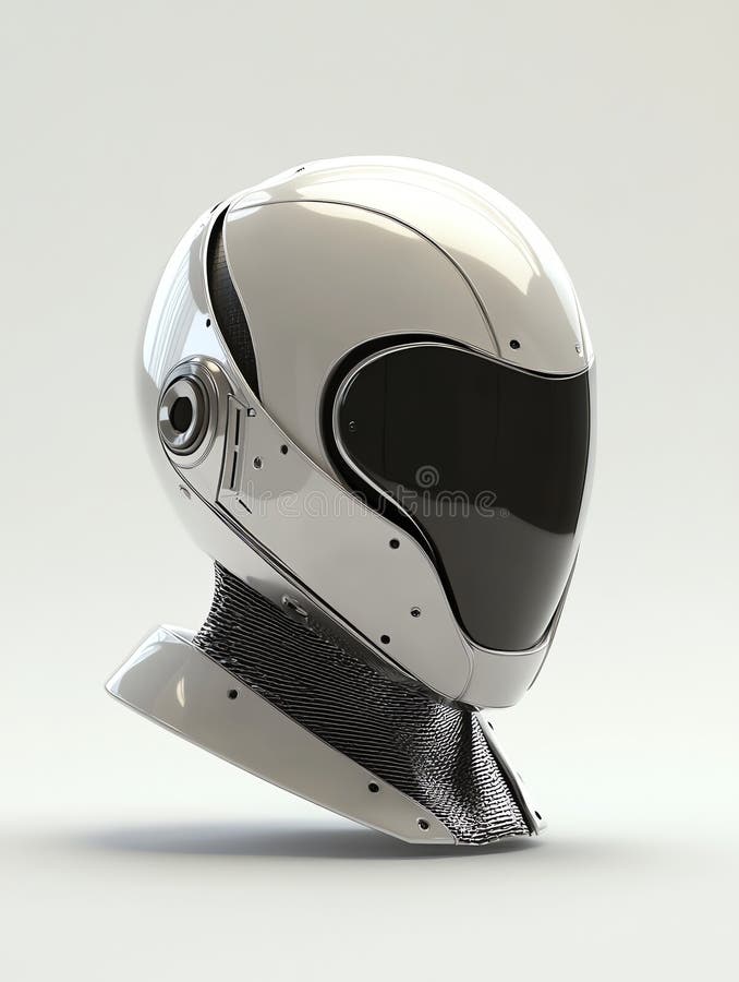 Futuristic White Robot Head, 3D Render in White Isolated Background ...