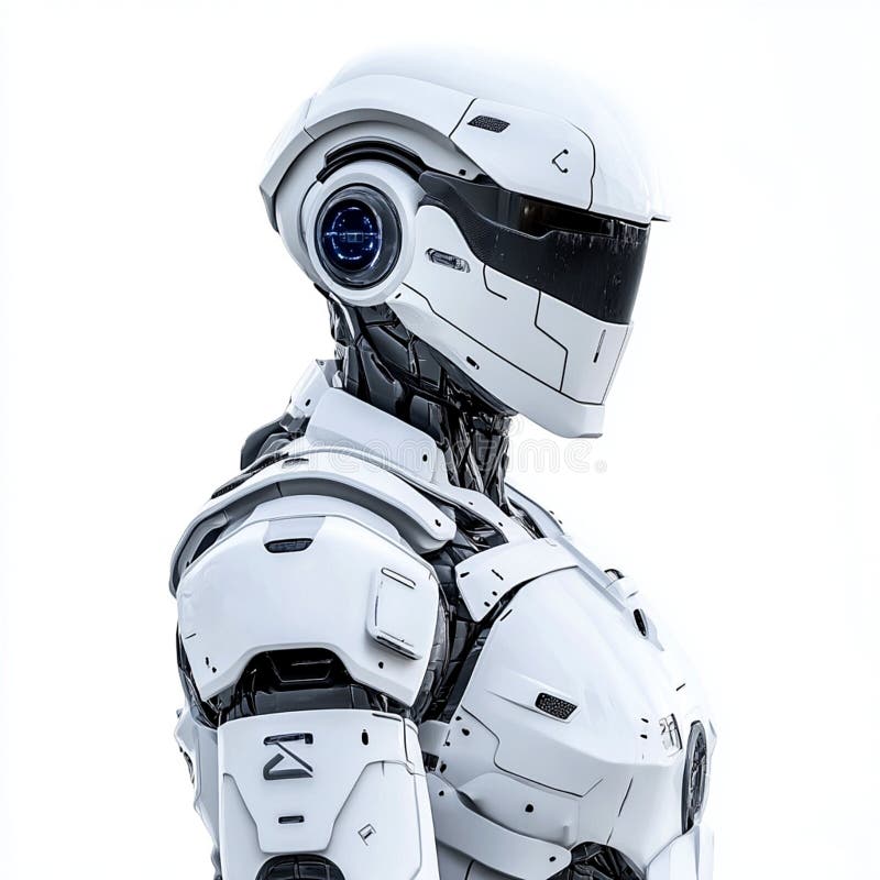 Futuristic White Robot Profile View Advanced Technology Artificial ...