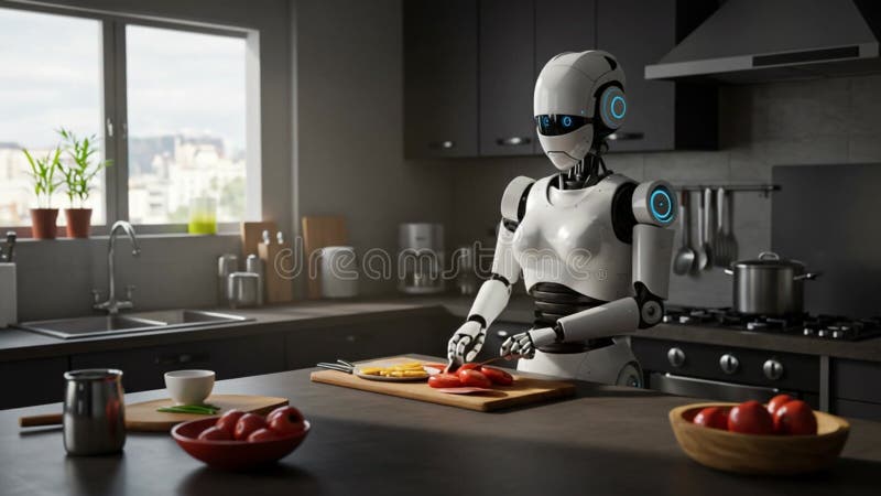 Modern Robot Chef Preparing Food in Smart Kitchen Stock Footage - Video ...