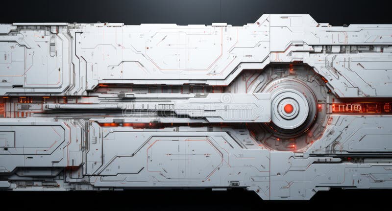 Futuristic White Sci-Fi Panel with Intricate Patterns and Red ...