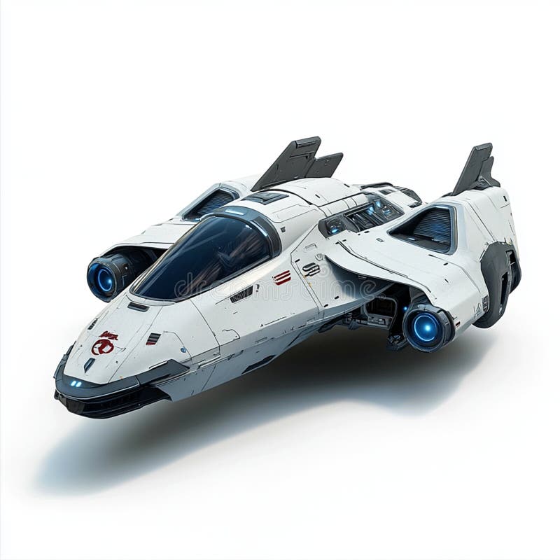 Futuristic White Spaceship Design Sci Fi Vehicle 3D Model Render ...
