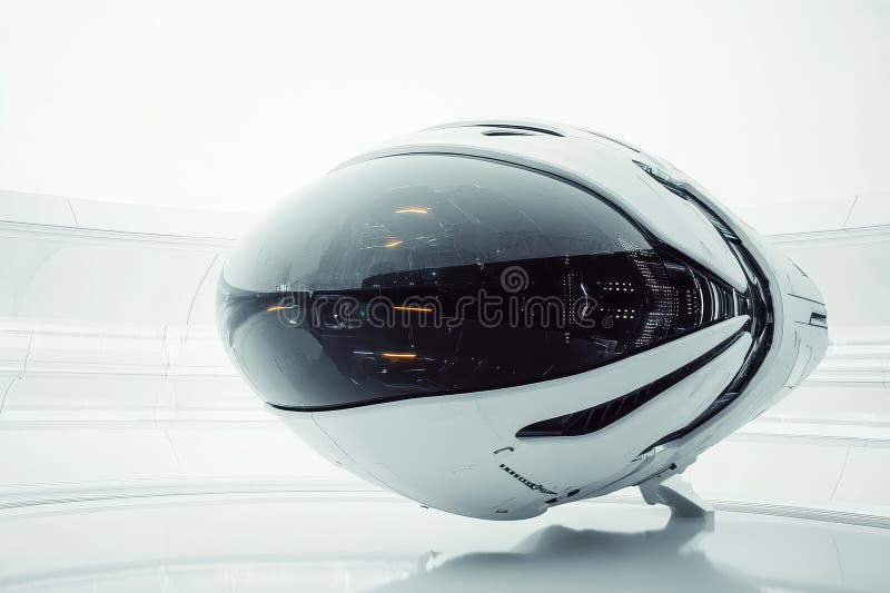Futuristic White Spaceship with Transparent Canopy Stock Illustration ...