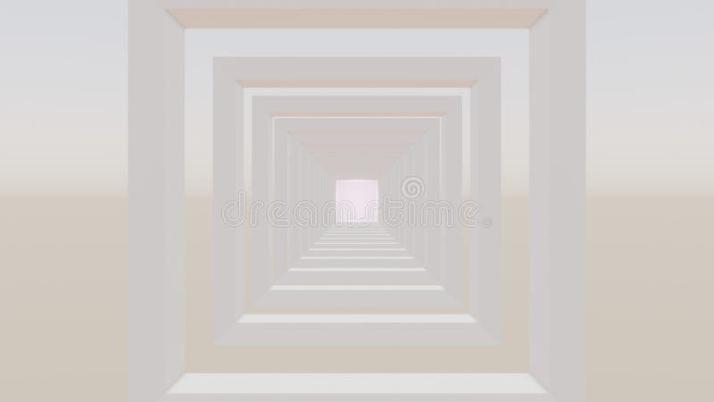 Futuristic White Square Tunnel with Bright Lights 3d Render Background ...