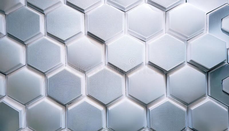 Futuristic White Wall High Tech 3D Render of Hexagons Tile Pattern ...