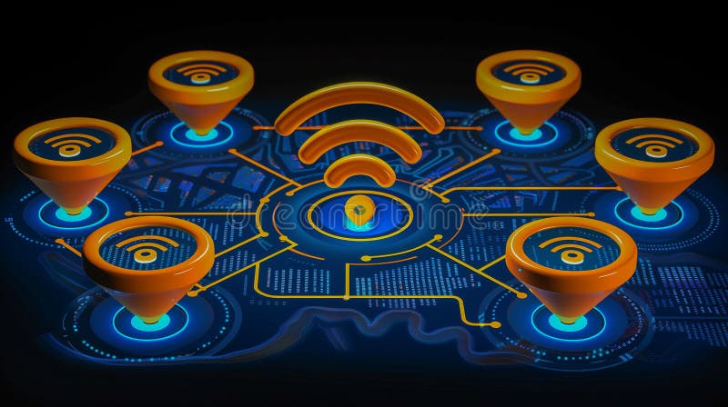 Futuristic Wi-Fi Network Connectivity Concept Stock Illustration ...