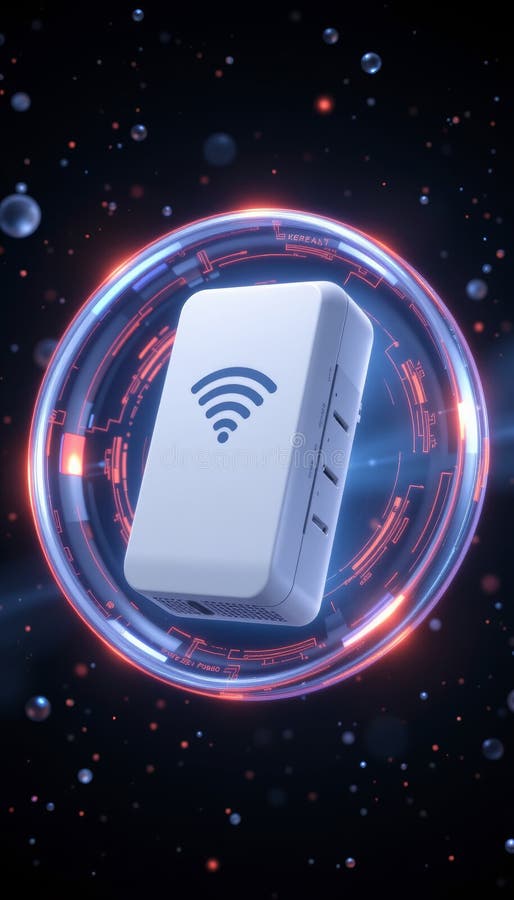 Futuristic WiFi Extender with Sleek Design, Glowing Elements, and ...