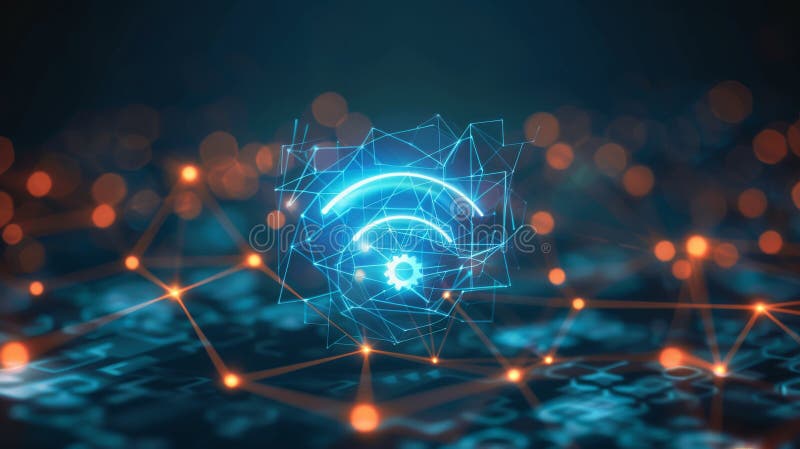 Futuristic WiFi Network with Digital Links, Neon Lighting, Symbolizing ...