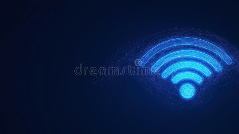 Futuristic Wifi Symbol Glows on Deep Blue Background. Tech-inspired ...