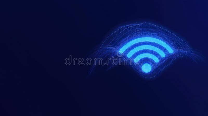 Futuristic Wifi Symbol Glows on Deep Blue Background. Tech-inspired ...