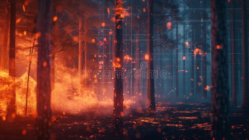 Futuristic Wildfire Detection with AI Scanning System Stock Photo ...