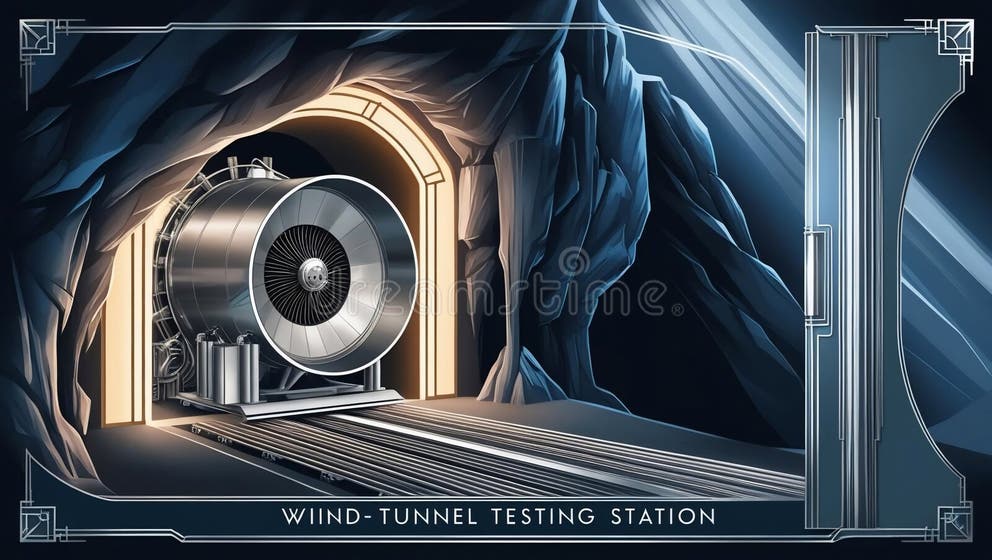 Futuristic Wind Tunnel Testing Station Visualisation Stock Illustration ...