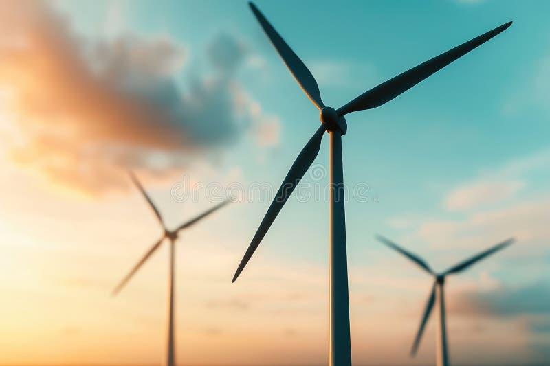 Futuristic Wind Turbines in a Modern Farm Setting Stock Photo - Image ...