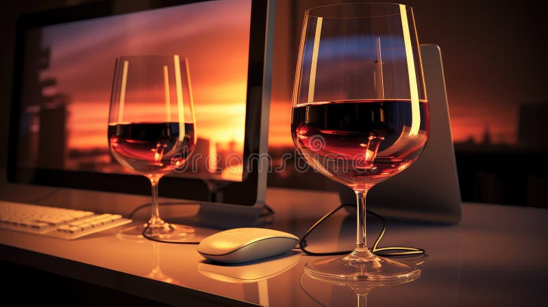 Futuristic Wine Glass Computer Stock Illustration - Illustration of ...